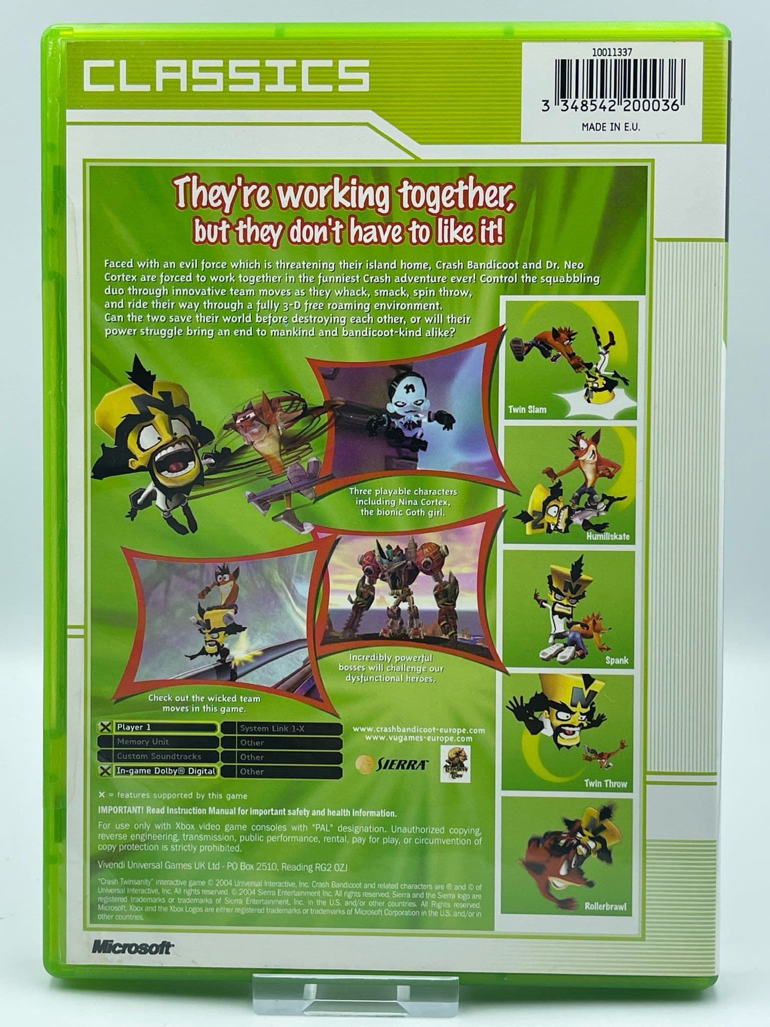 Crash Twinsanity Classics Xbox Clean Disc